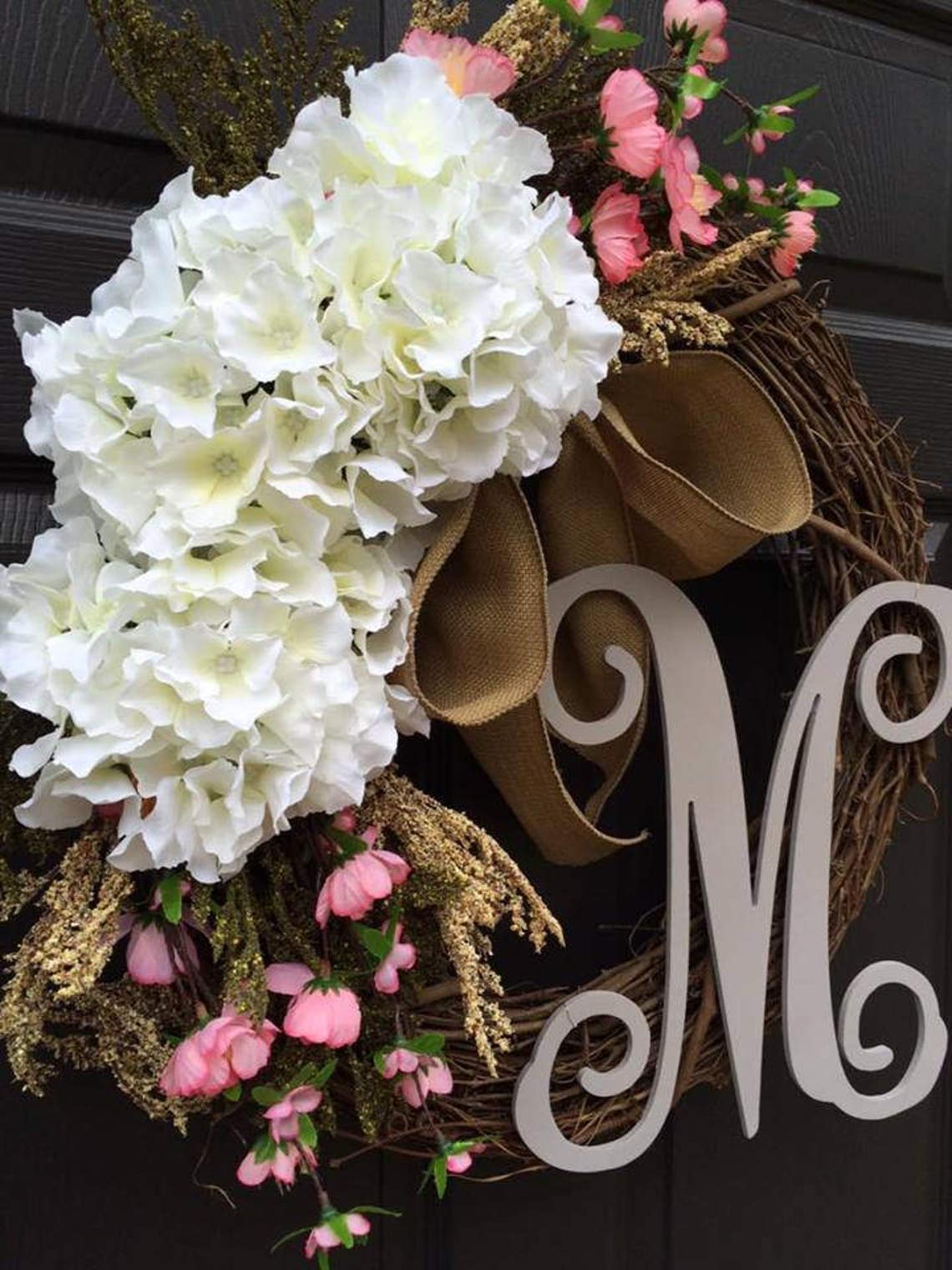 Monogram Wreath Summer Wreath Initial Wreath Front Door - Etsy