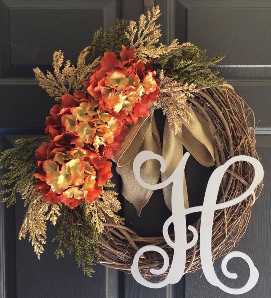 Fall Wreath Fall Front Door Wreath Fall Monogram Wreath | Etsy