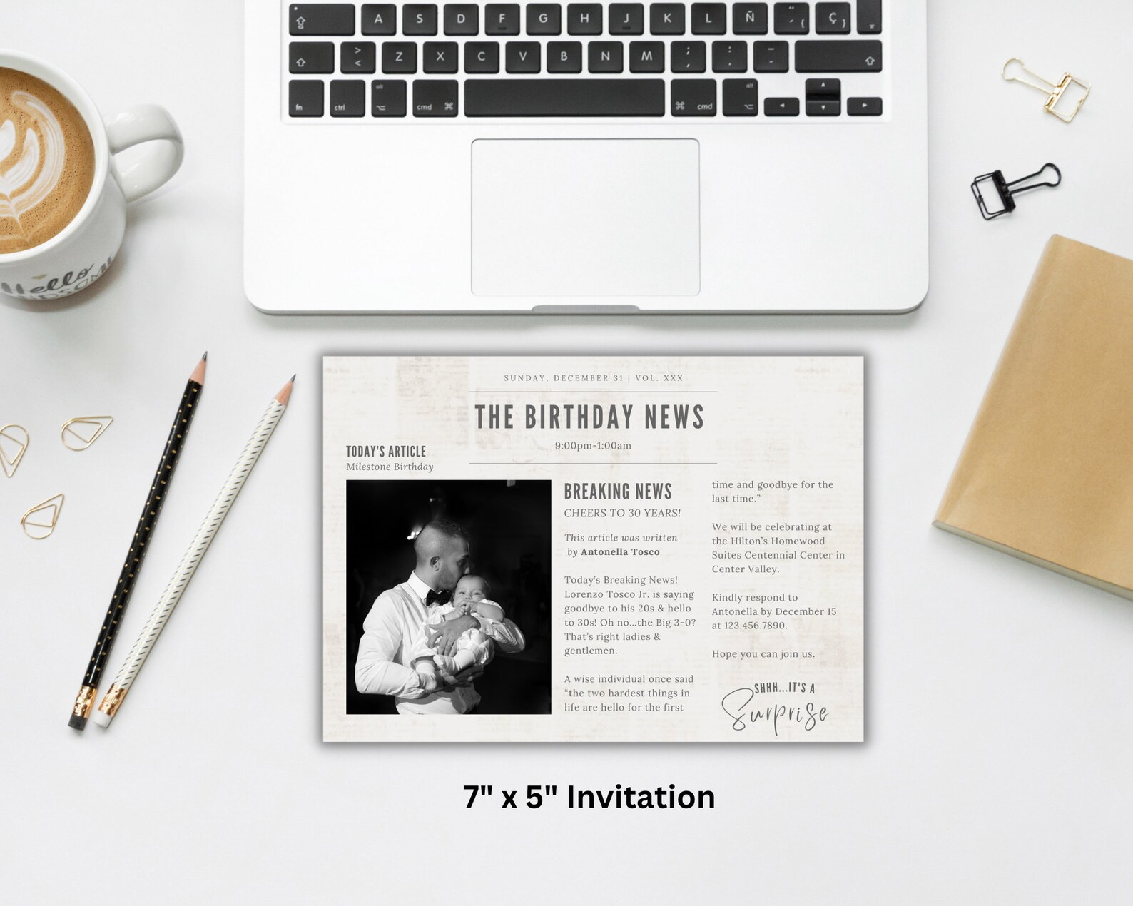 Newspaper Birthday Invitation | Newspaper Birthday | Milestone Birthday ...