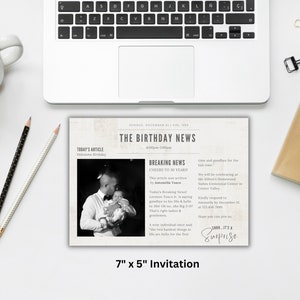 Newspaper Birthday Invitation | Newspaper Birthday | Milestone Birthday ...