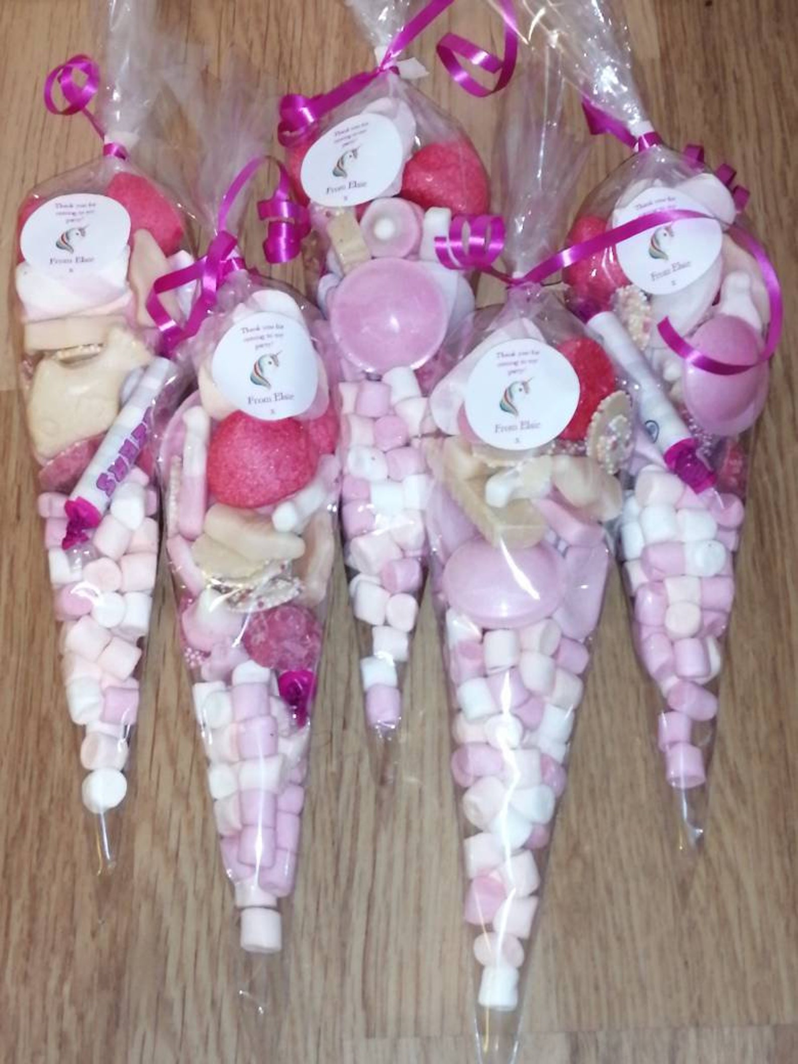 20 X Pink Pre-filled Sweet Cones Party Bags Favours - Etsy UK