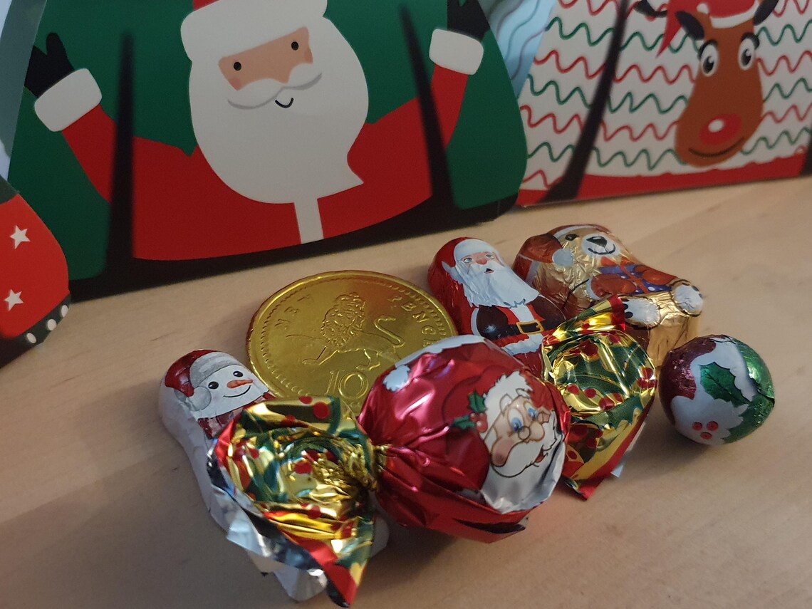 Chocolate Filled Christmas Boxes, Santa, Elf, Snowman, Reindeer ...