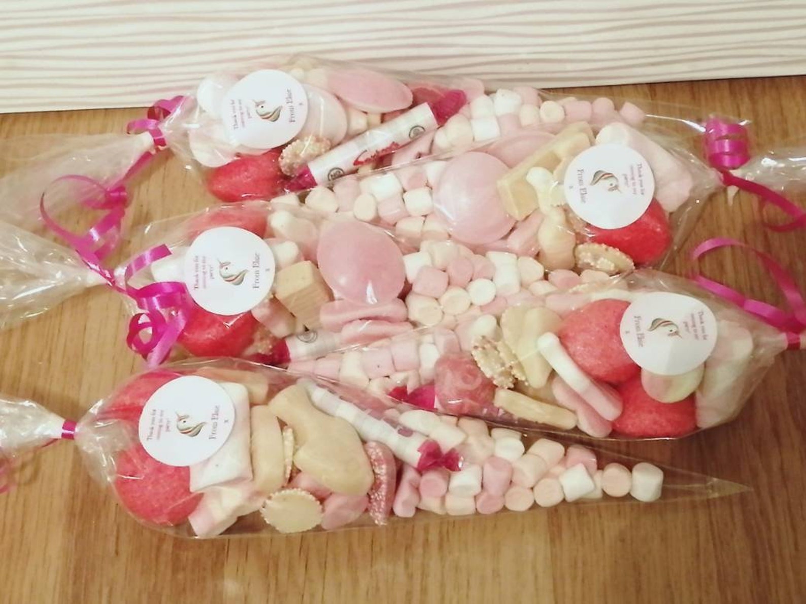 20 X Pink Pre-filled Sweet Cones Party Bags Favours - Etsy UK