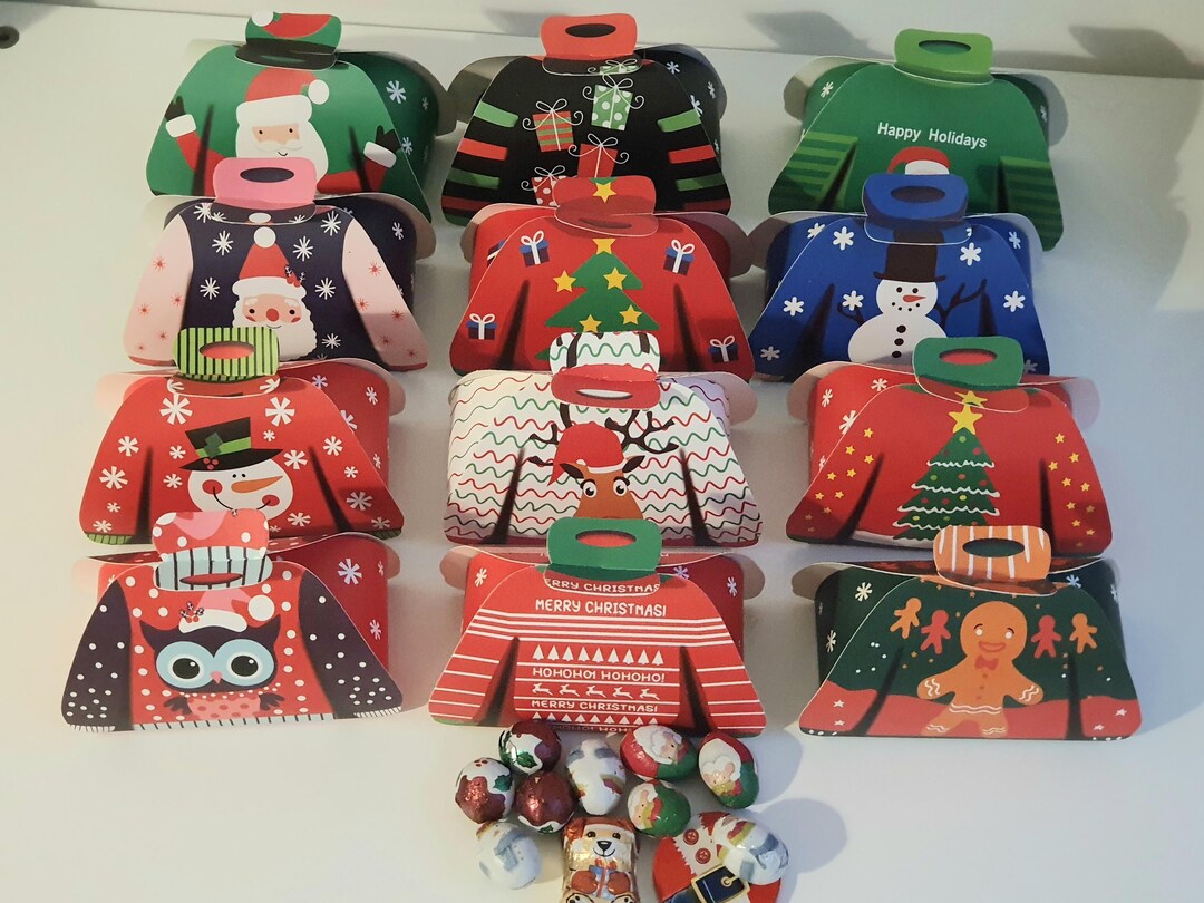Chocolate Filled Christmas Boxes, Santa, Elf, Snowman, Reindeer ...