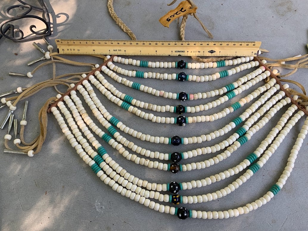 White Bone / Blue Turquoise Crow Loop Necklace Native - Etsy