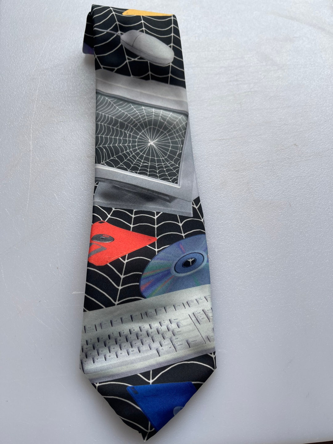 Vintage Designer Ralph Marlin Computer - The Web Necktie - Etsy Österreich