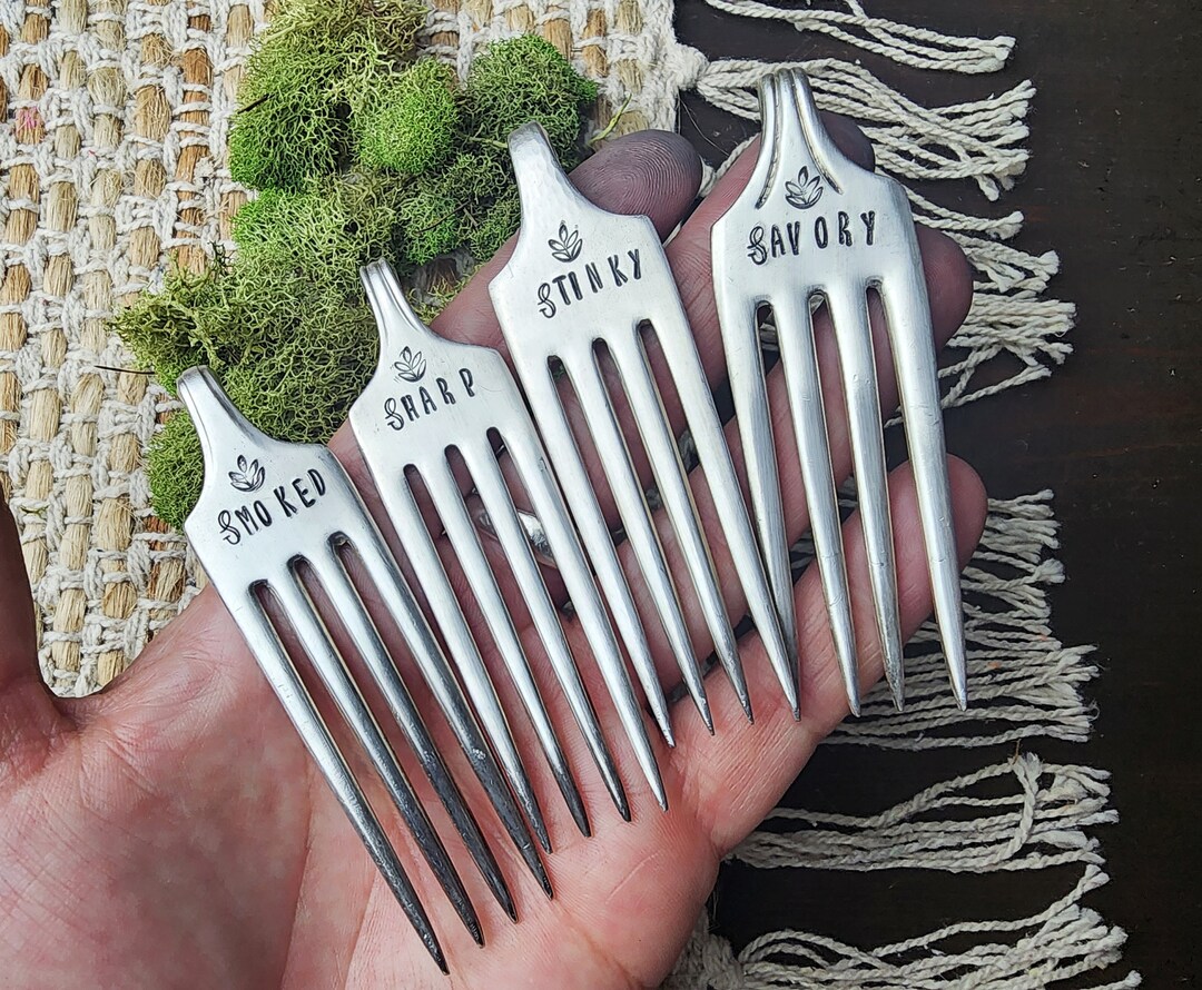 Cheese Forks, Cheese Lover Gift, Hand Stamped Silver, Markers, Handmade ...