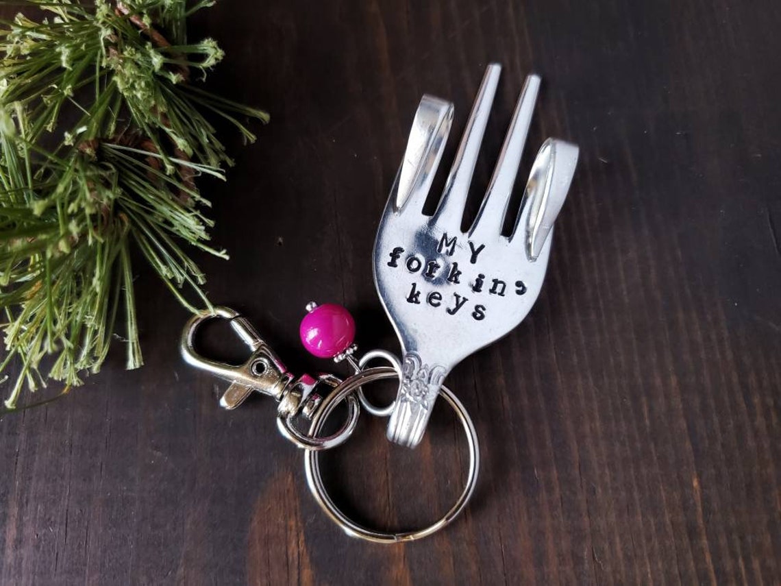 Fork Key Chain, Stamped Fork, Stamped, Fork Gifts, Funny Gifts ...