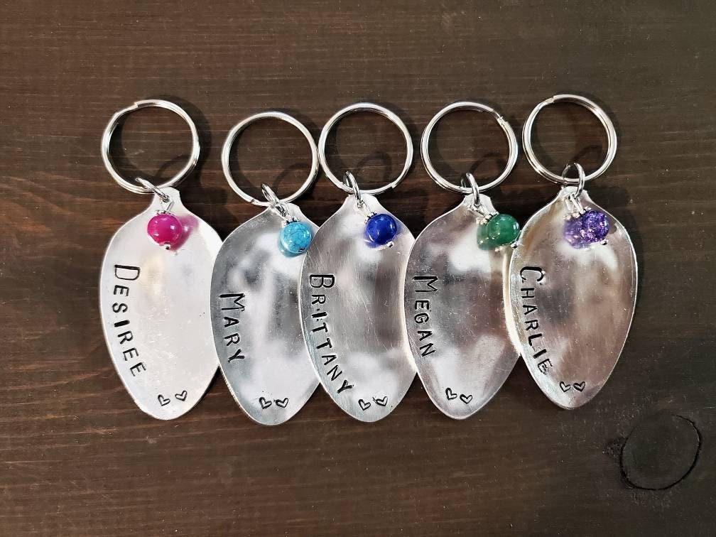 Personalized Key Chain Custom Gift Stamped Spoon | Etsy
