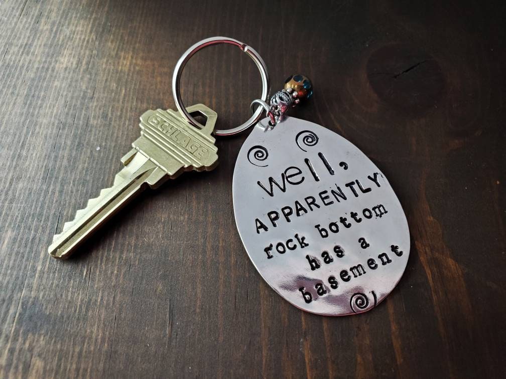 Stamped Spoon Custom Key Chain Rock Bottom Funny Upcycled | Etsy