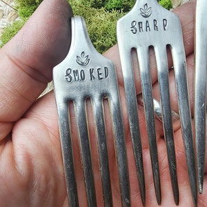 Cheese Forks, Cheese Lover Gift, Hand Stamped Silver, Markers, Handmade ...
