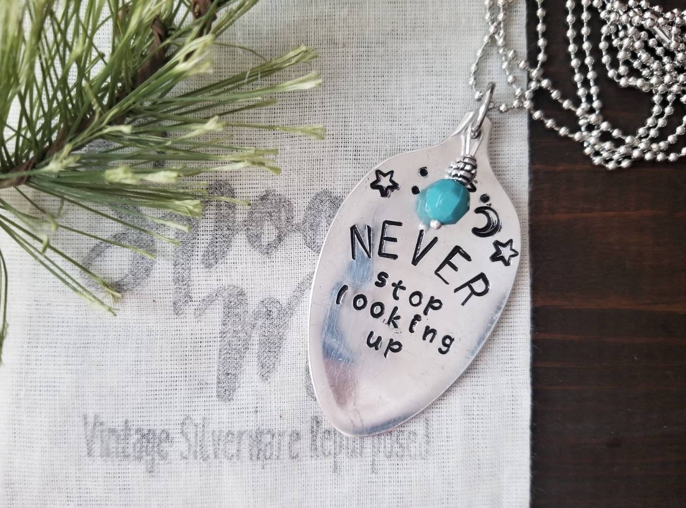 Spoon Jewelry, Silverware Jewelry, Hand Stamped, Worthy, Spoon Necklace ...
