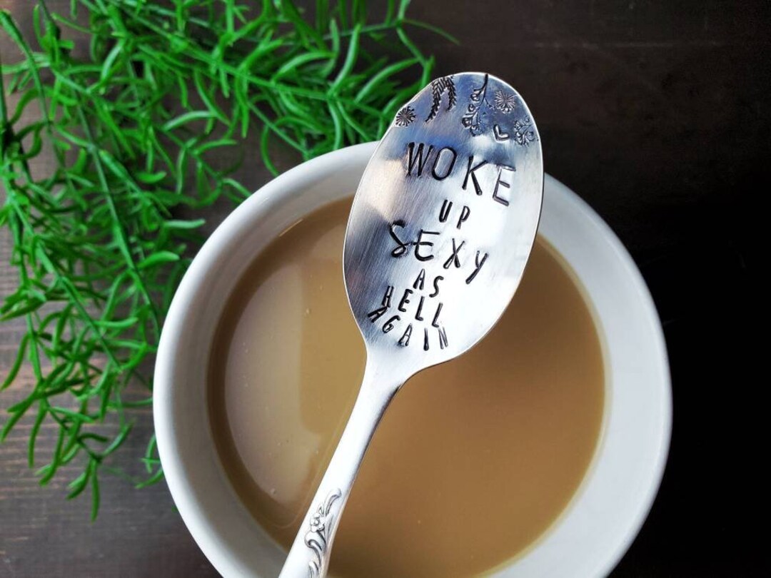 Stamped Coffee Spoon, Funny Swear, Handmade Coffee Lover Gift - Etsy
