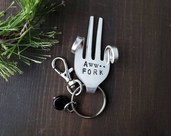 Fork Key Chain Stamped Fork Stamped Fork Gifts Funny | Etsy