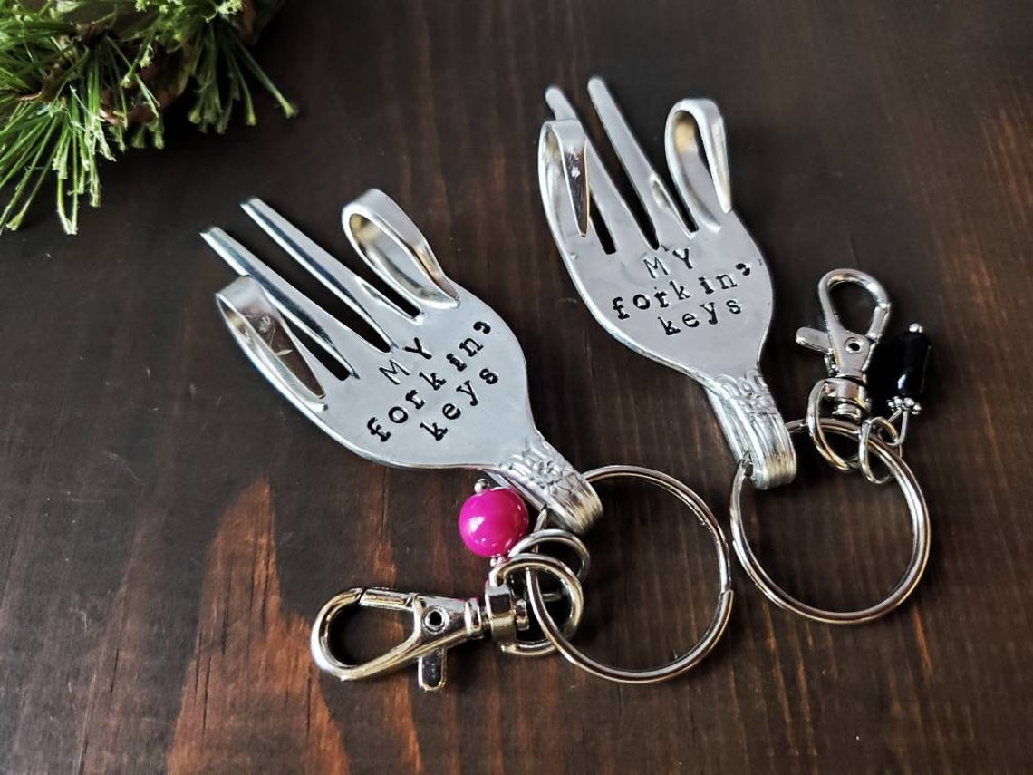 Fork Key Chain, Stamped Fork, Stamped, Fork Gifts, Funny Gifts ...