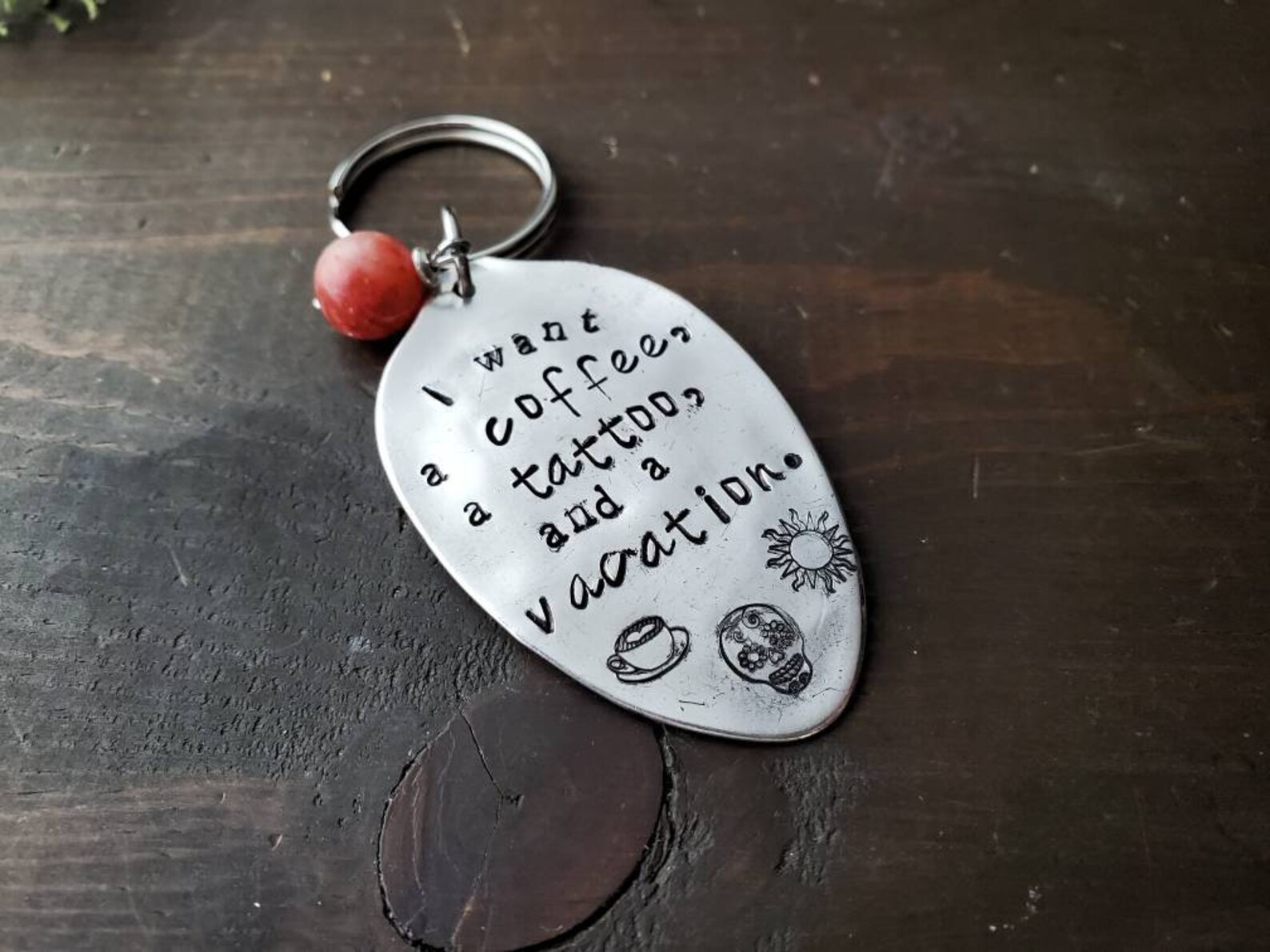 Spoon Key Chain Tattoo Coffee Vacation Friend Gift - Etsy