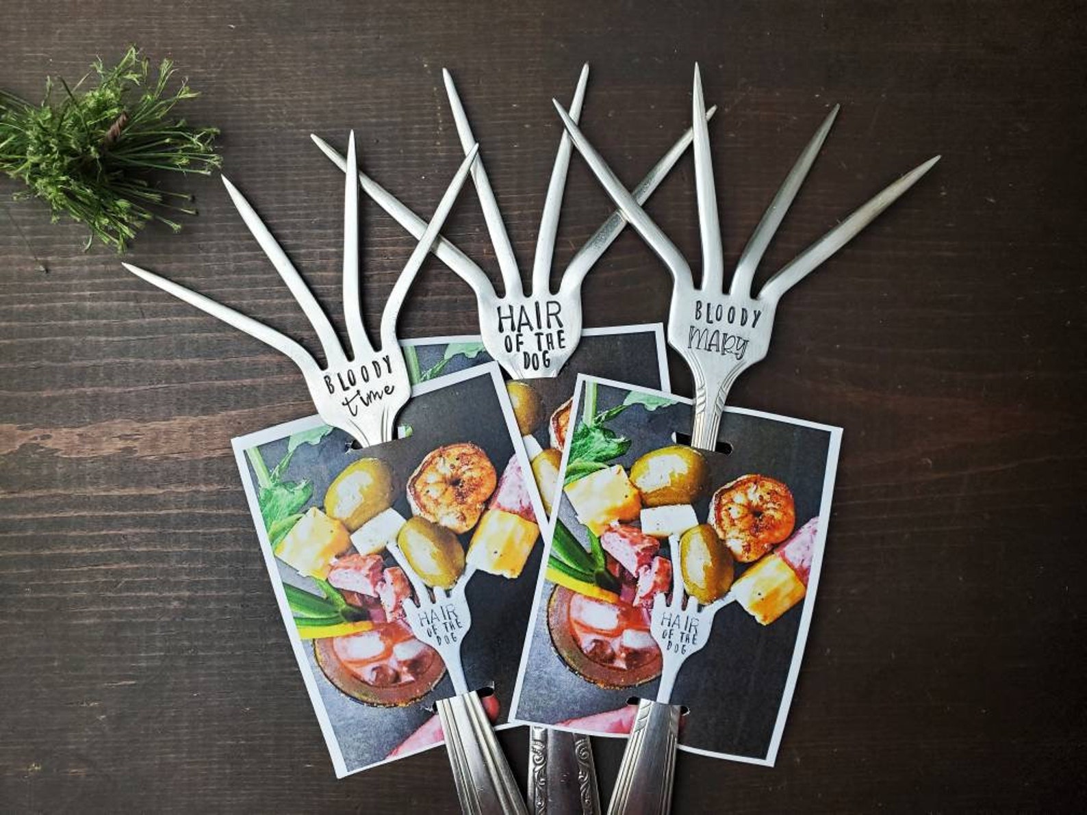Hand Stamped Vintage Silverware Fork, Hair of the Dog, Bloody Mary - Etsy