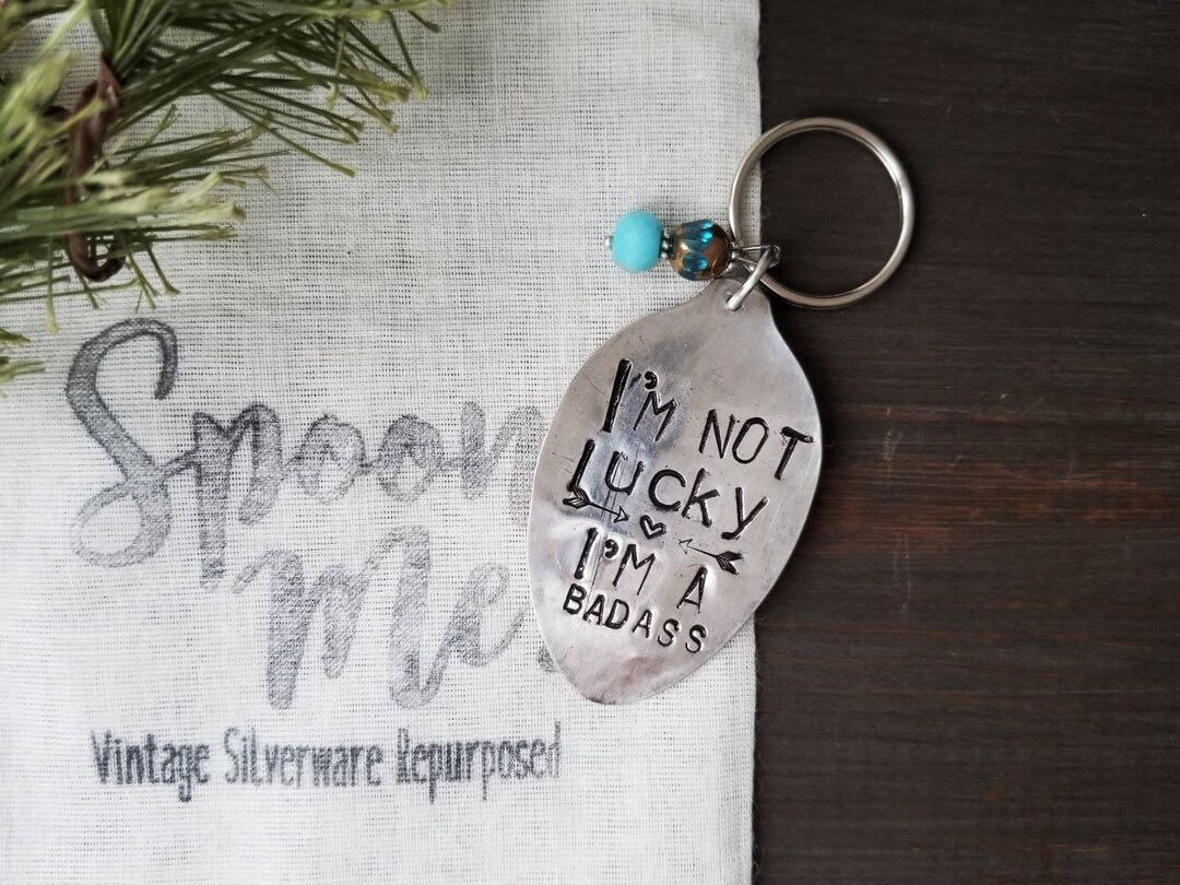 Spoon Key Chain, Stamped Spoon, Upcycled Silverware, Hand Stamped ...