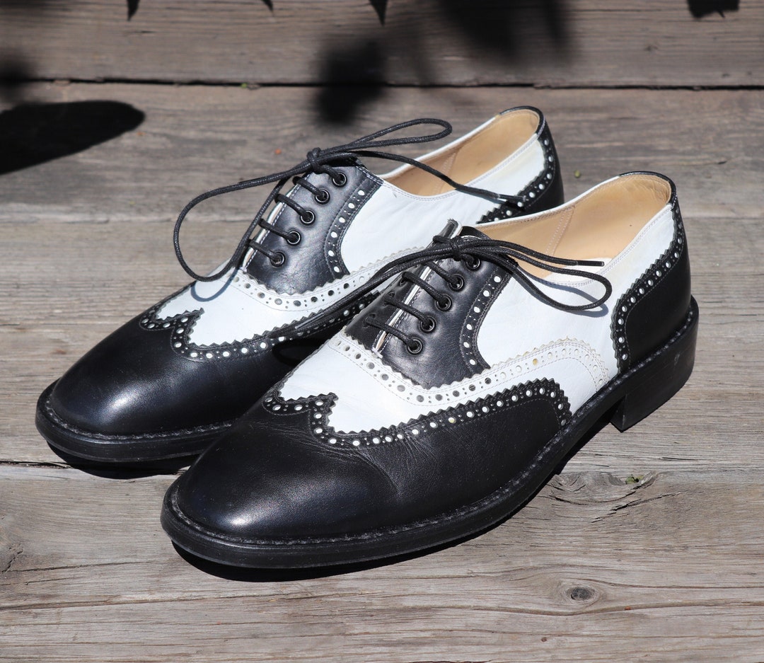 Vintage Mens Brogues Black White Two Tone Shoes - Etsy