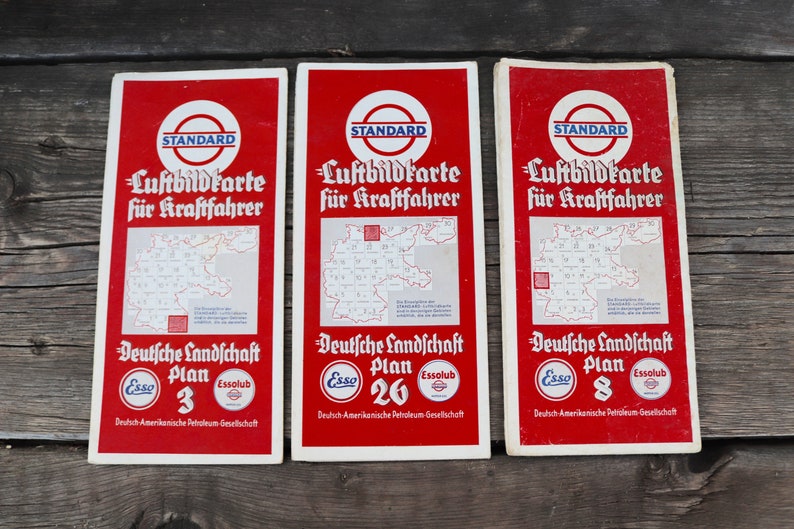 6 Antique Road Maps Standard Esso Germany 40th - Etsy