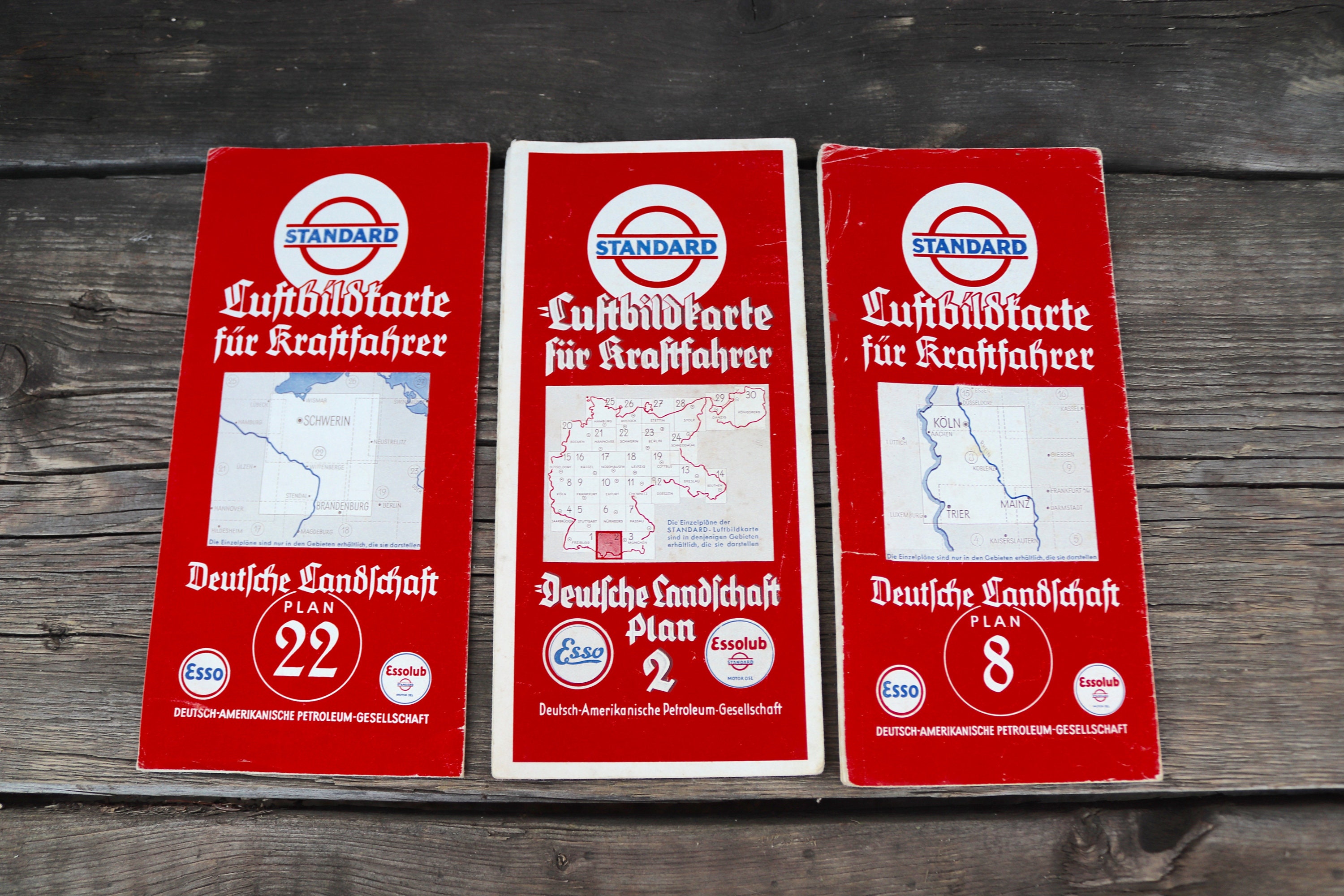 6 Antique Road Maps Standard Esso Germany 40th - Etsy