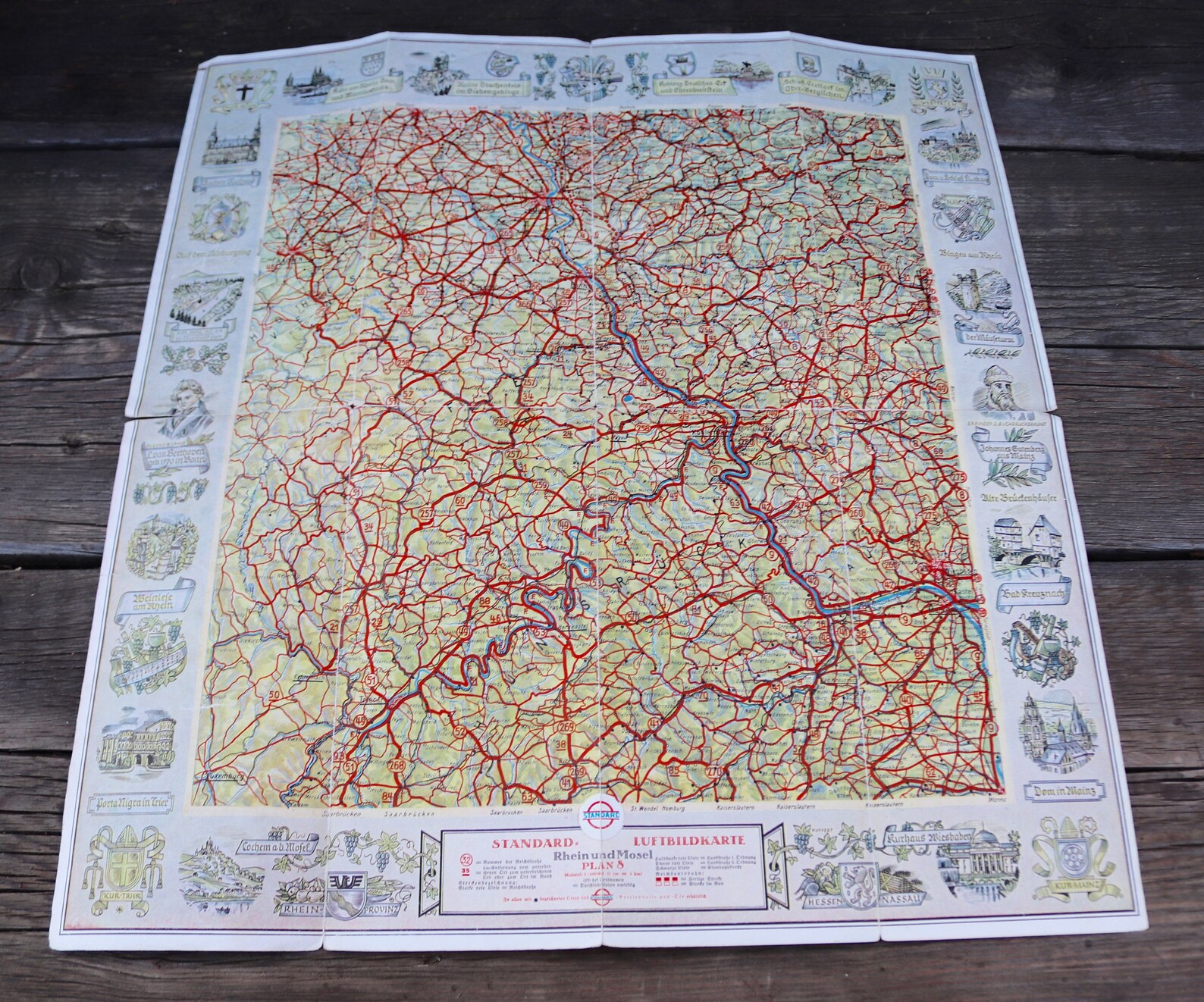 6 Antique Road Maps Standard Esso Germany 40th - Etsy