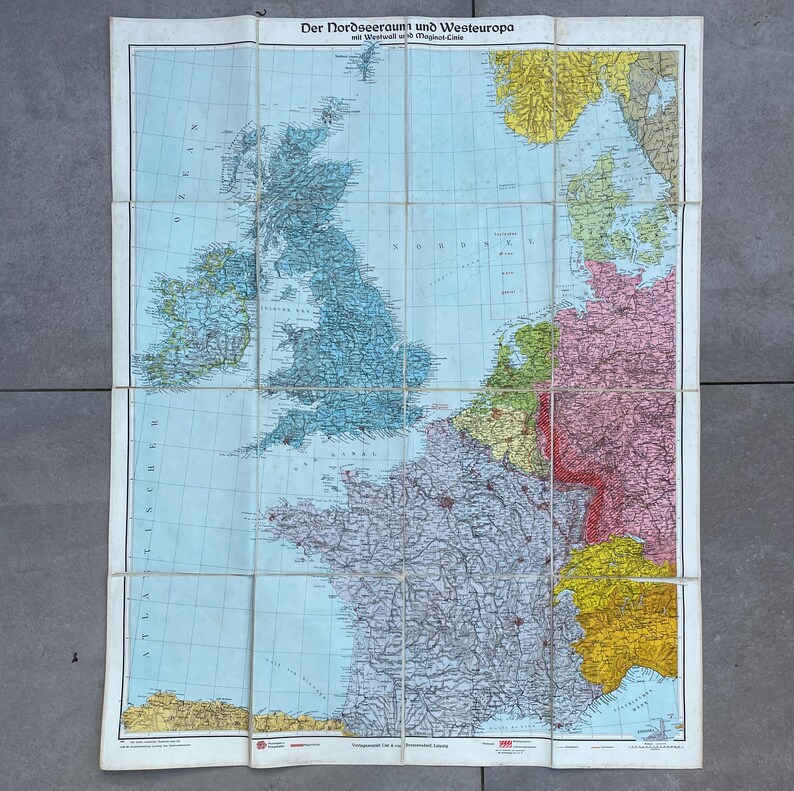 Vintage Map 'the North Sea Area and Western Europe' 1941 - Etsy
