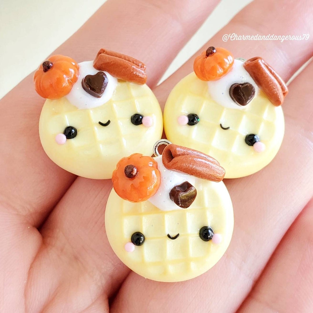 Kawaii Pumpkin Spice Waffle Charm, Stitch Marker, Progress Keeper ...