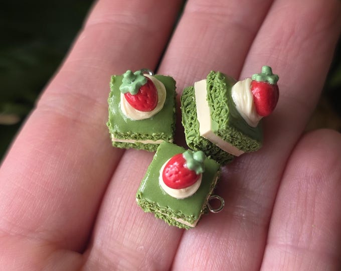 Matcha Strawberry Tea Cake Charm - Etsy