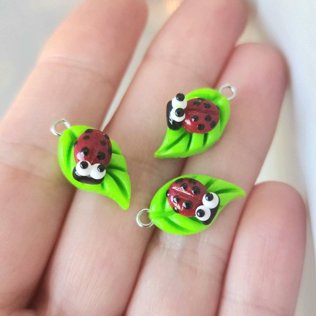 Ladybug Leaf Charm - Etsy