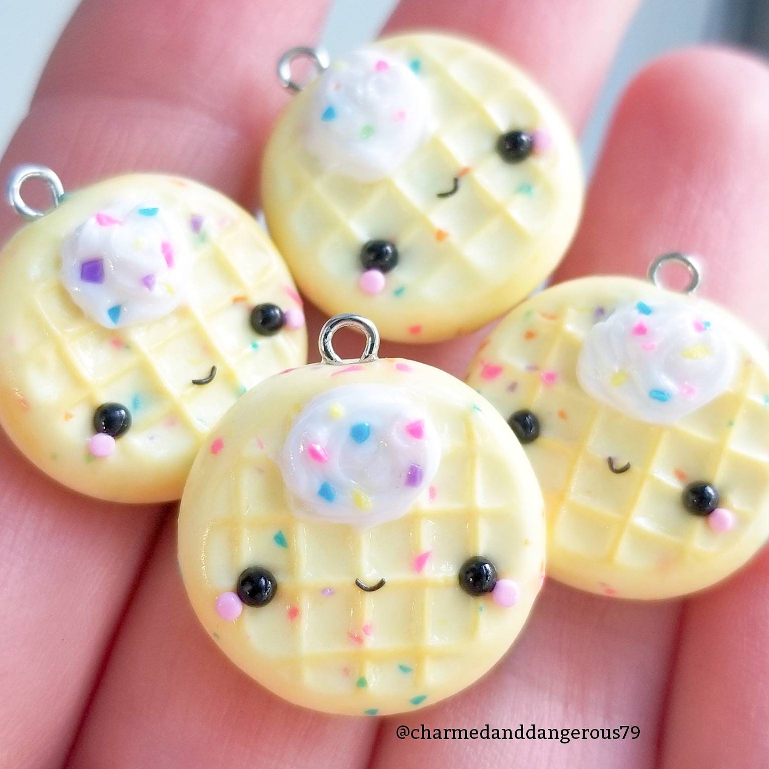 Funfetti Waffle Charm, Kawaii Charm, Stitch Marker, Progress Keeper ...