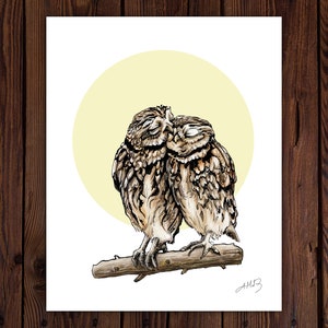 Owls in Love - Love Owls Print - Birds Print - Print of an Original ...