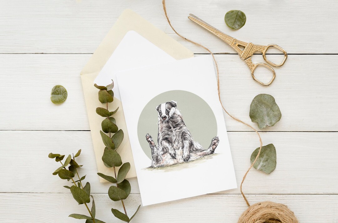 Lazy Badger Print - Woodland and Forest Animal Art - Funny Sitting ...