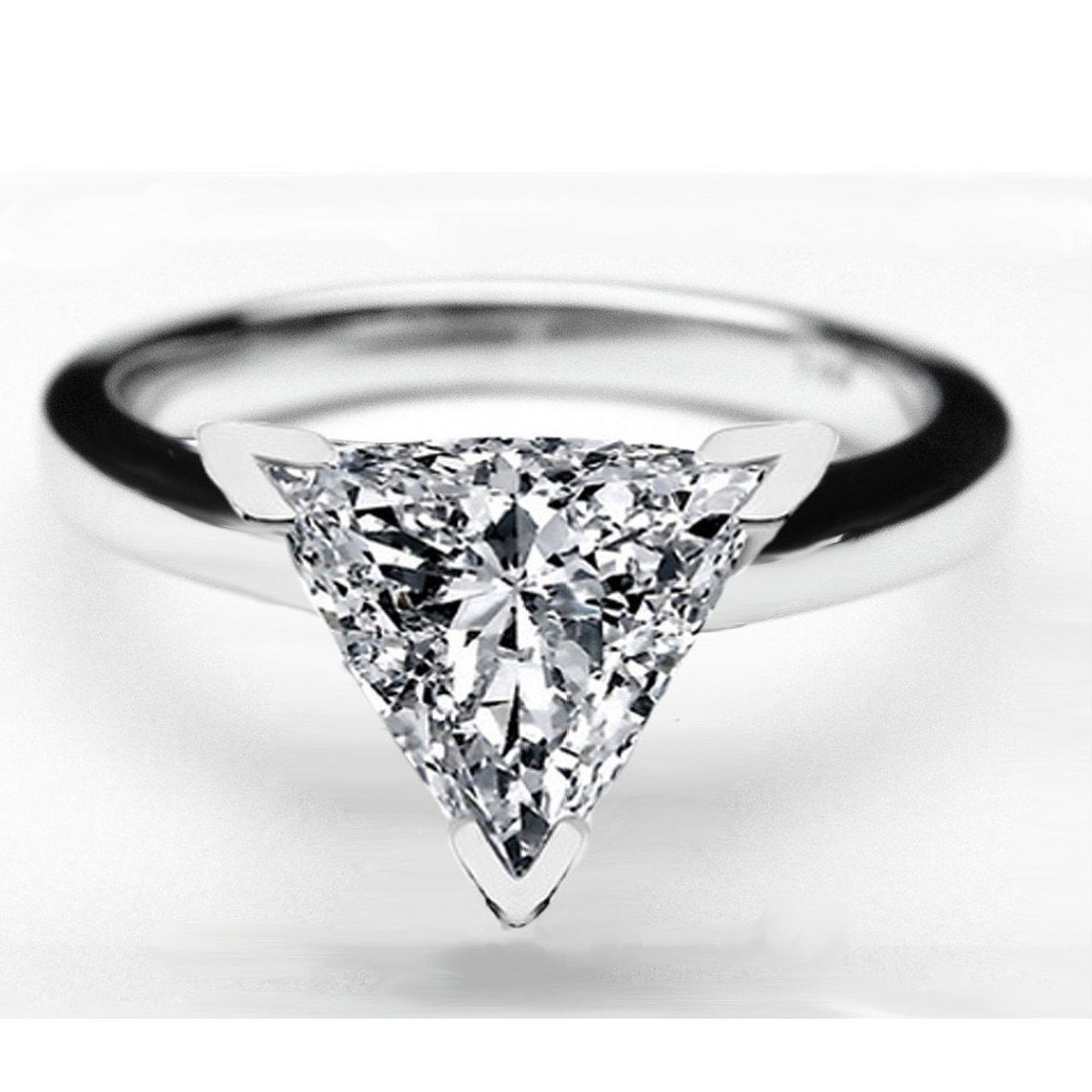 Trillion Diamond Classic Solitaire Engagement Ring Dome - Etsy