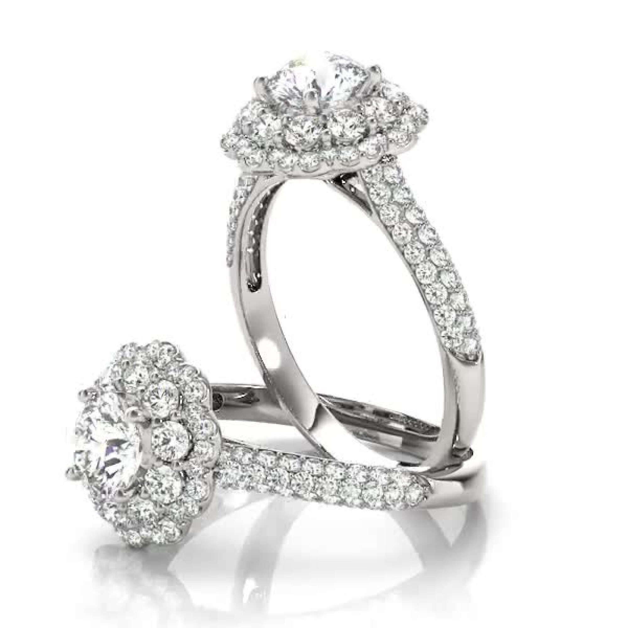 Double Halo Cathedral Diamond Engagement Ring With Etoil Band - Etsy