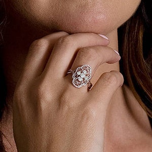 Large Open Art Deco Filigree Diamond Split Band Fashion Ring - Etsy