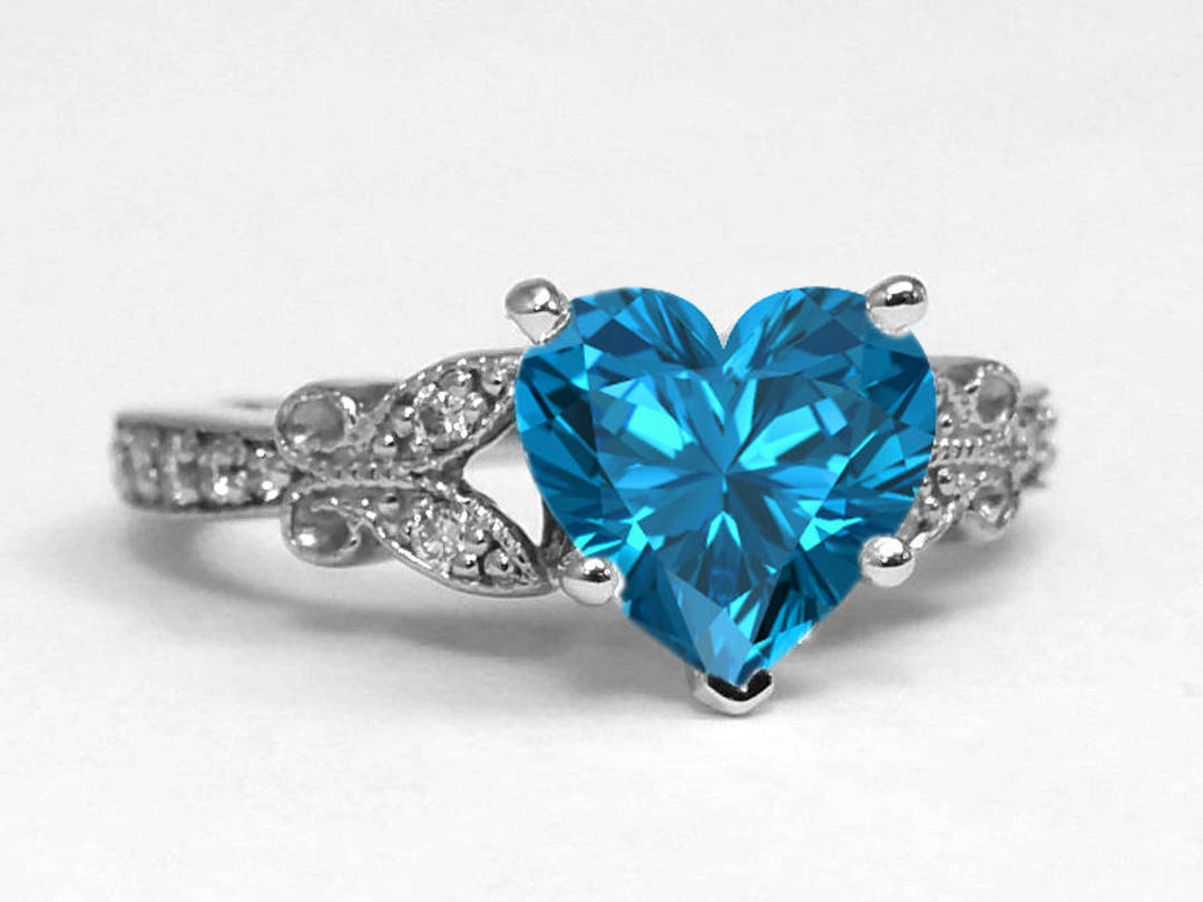 Blue Heart Diamond Ring
