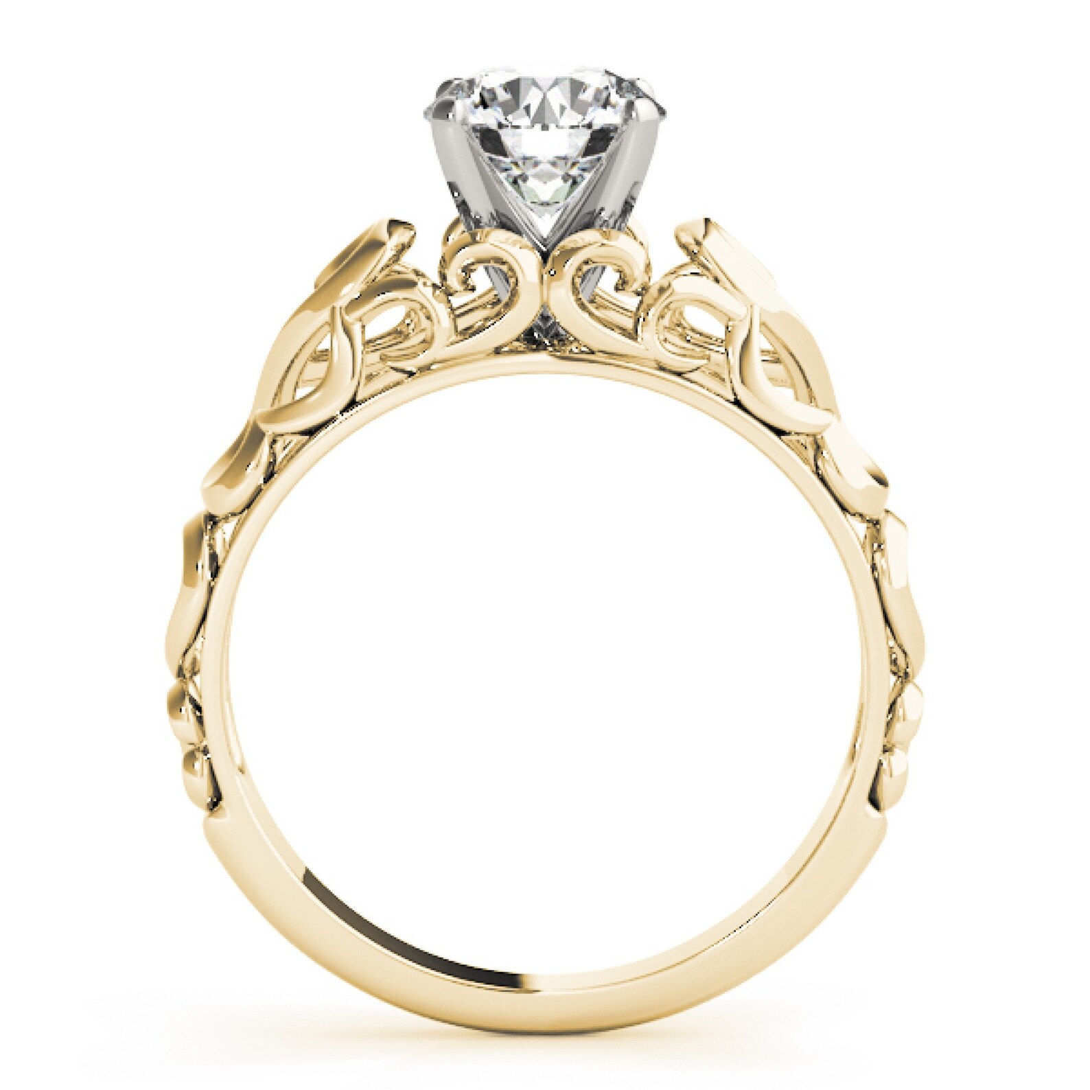 Filigree Solitaire Engagement Ring Yellow Gold 1 Carat - Etsy