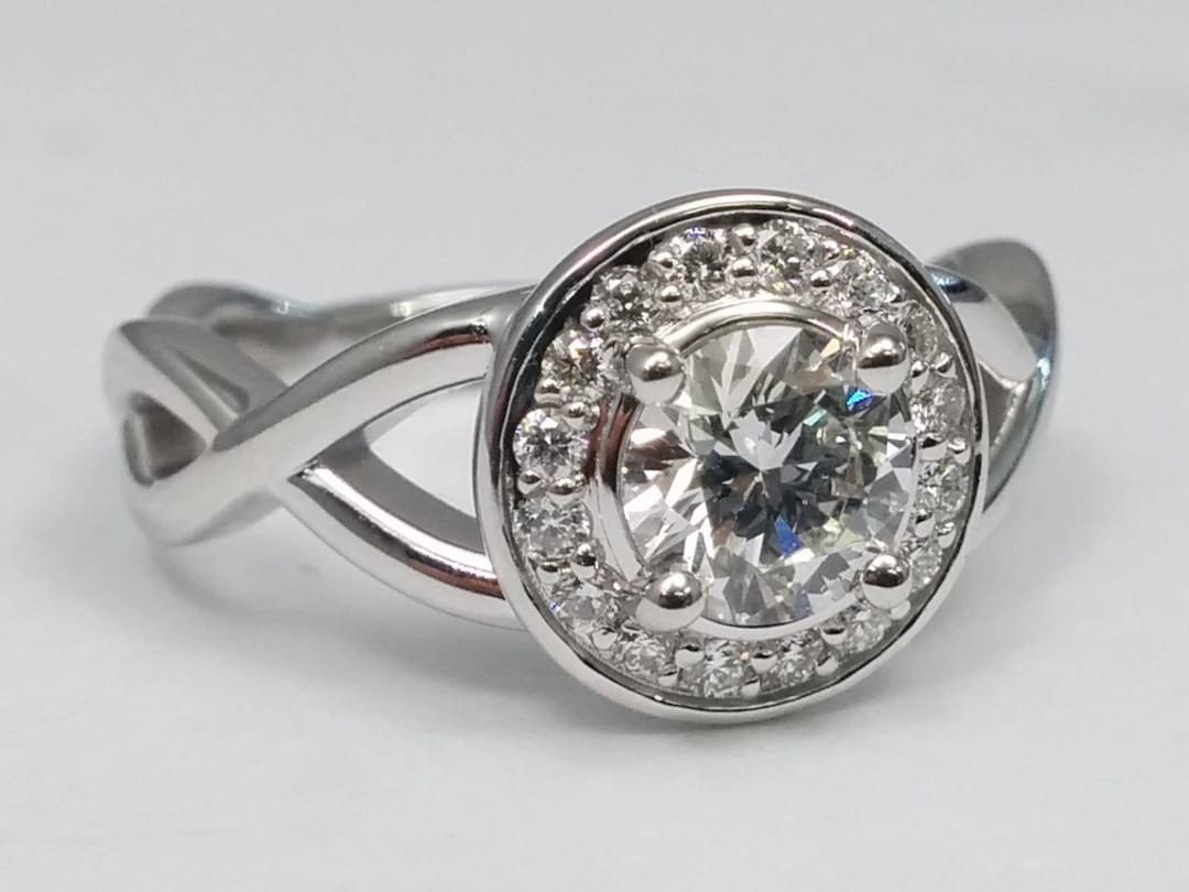 Diamond Halo Infinity Engagement Ring, Forever One Moissanite Center - Etsy