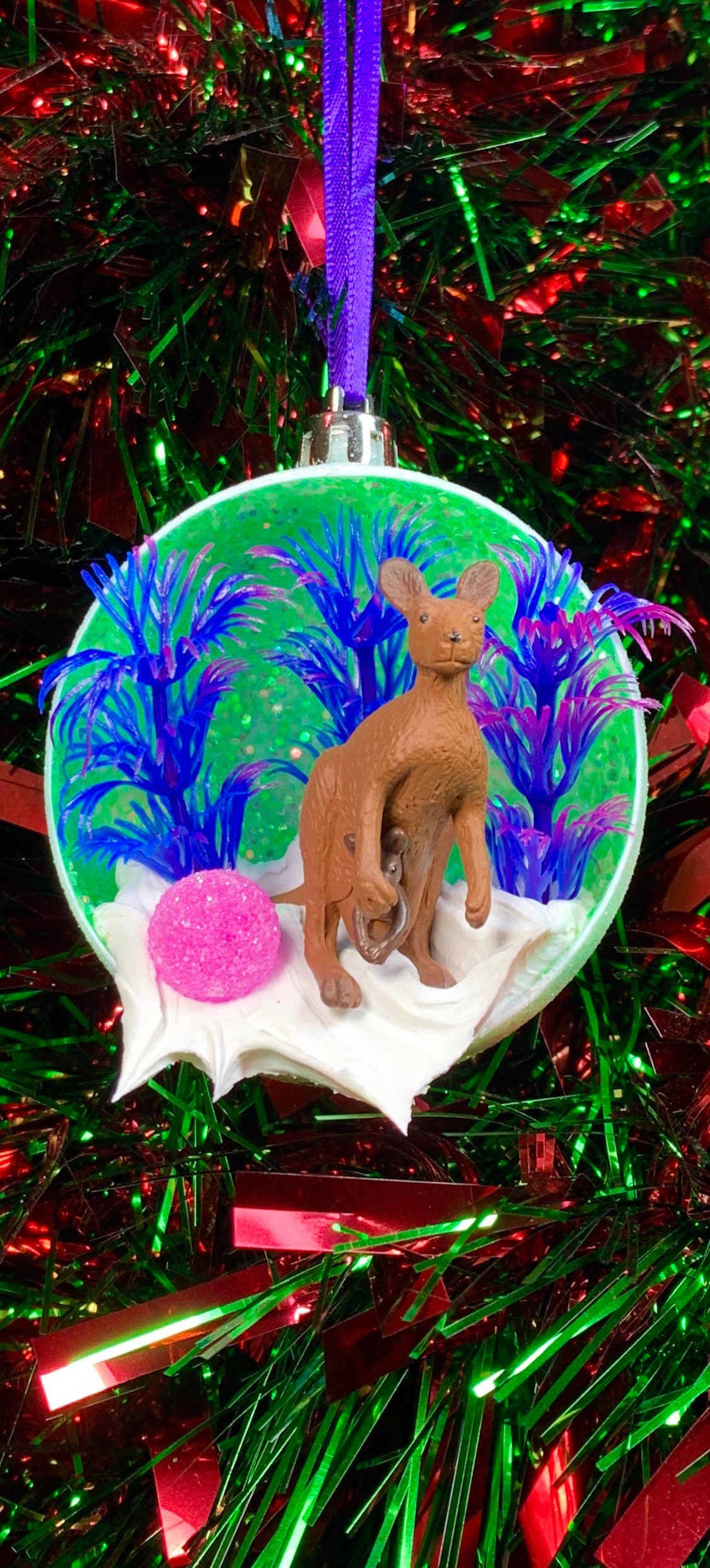 Neon Kangaroo Christmas Ornament Holiday Terrarium | Etsy