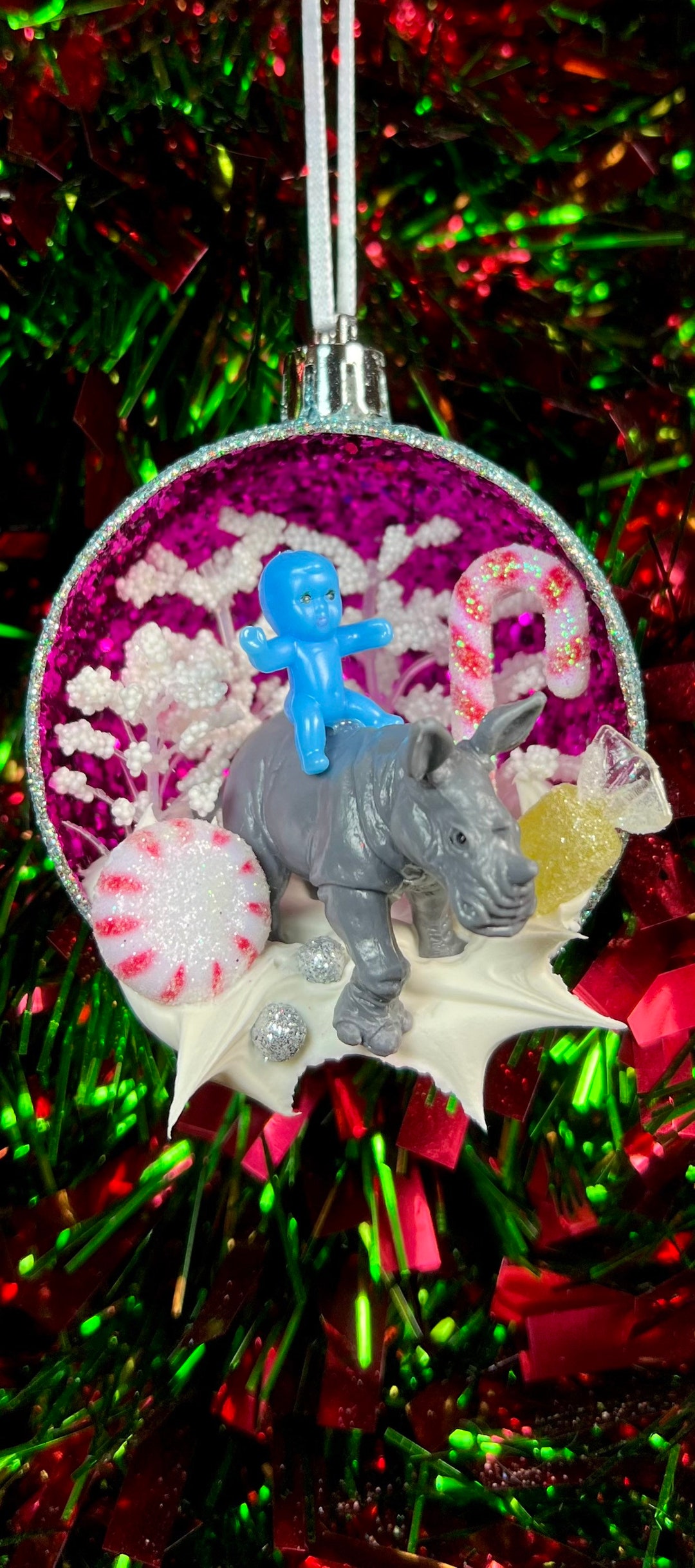 Baby Riding a Rhino Christmas Ornament Terrarium - Etsy