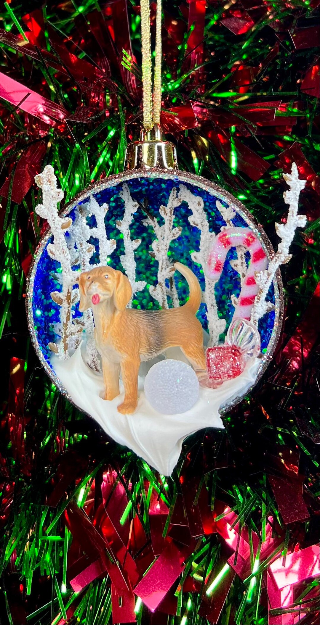 Beagle Christmas Ornament Diorama Holiday Decoration - Etsy