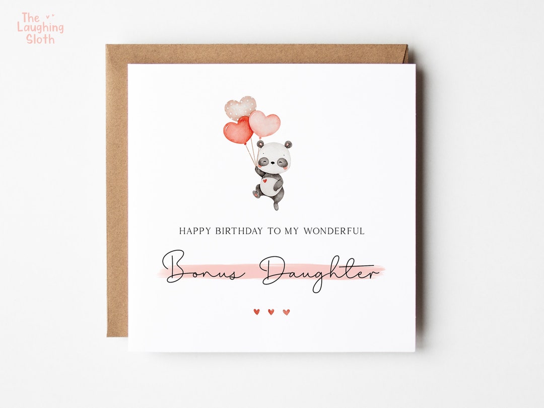 Bonus Daughter Panda Birthday Card Wonderful Bonus Daughter Birthday ...