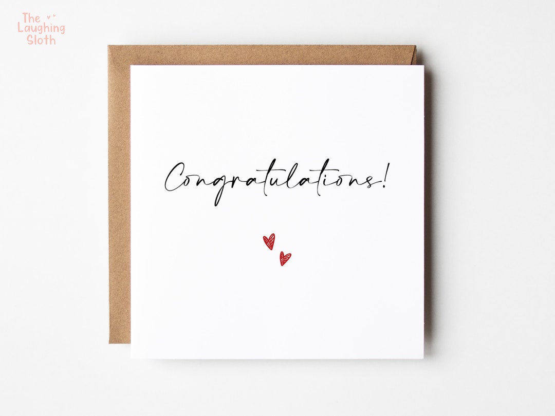 Congratulations Card, Congratulations Engagement Card, Simple ...