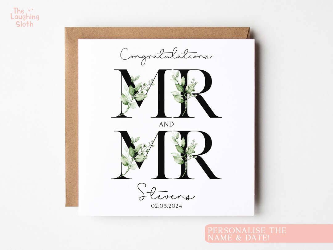 Personalised Gay Wedding Card, Gay Couple Wedding Card, Personalised ...