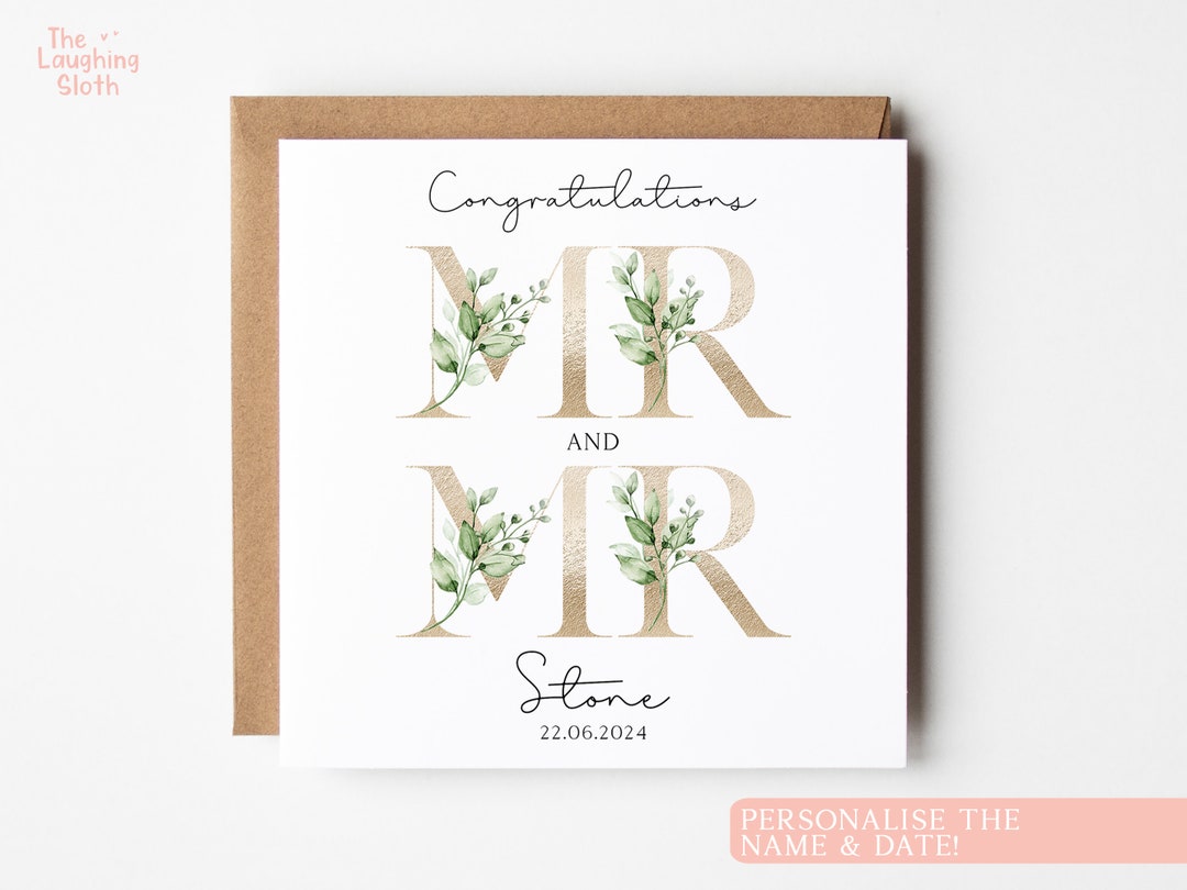 Personalised Mr & Mr Wedding Card, Gay Couple Wedding Card ...