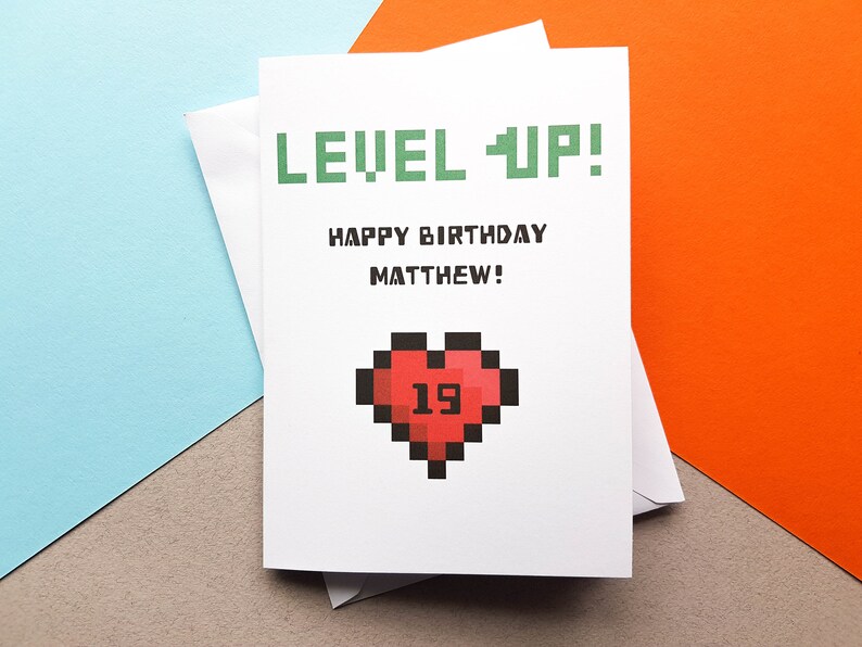 Personalised Level Up Birthday Card Level Up Gaming Card | Etsy
