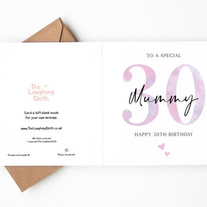 30th Birthday Card for Mummy, Mummy 30th Birthday Card, 30th Birthday ...