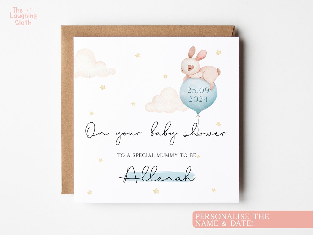 Personalised Blue Baby Shower Card, Boy Baby Shower Gift, Friend Baby ...