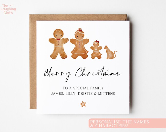 Personalised Family Christmas Card Gingerbread Family Design ...
